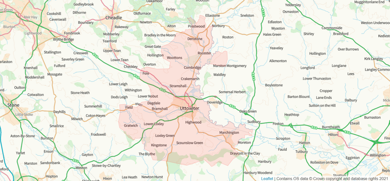 Map Of Project Area – Sustainable Uttoxeter